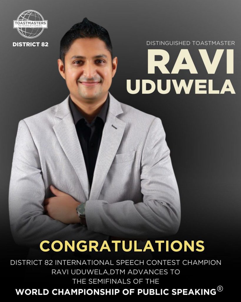 RAVI UDUWELA Shines at the World Public Speaking Championship!